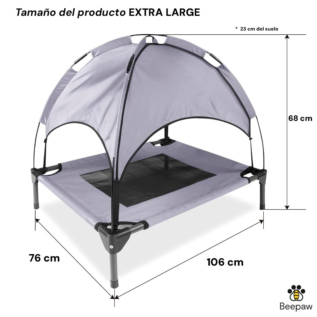 CAMA EN ALTURA PARA EXTERIOR CON TECHO PARA PERROS BEEPAW XL - Tu Pet ...